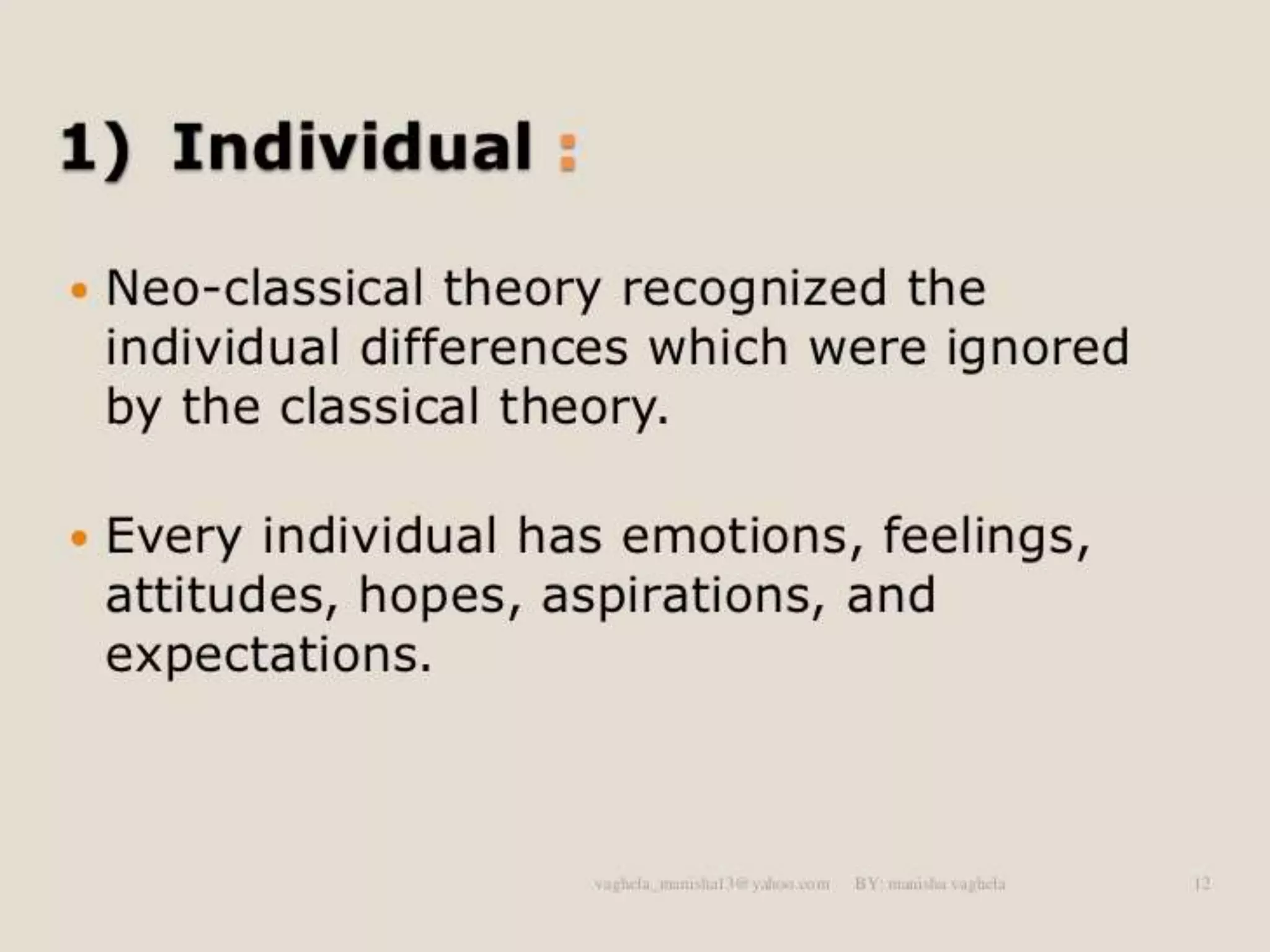 Neoclassical theory_of_management | PPTX | Business | Business and Finance