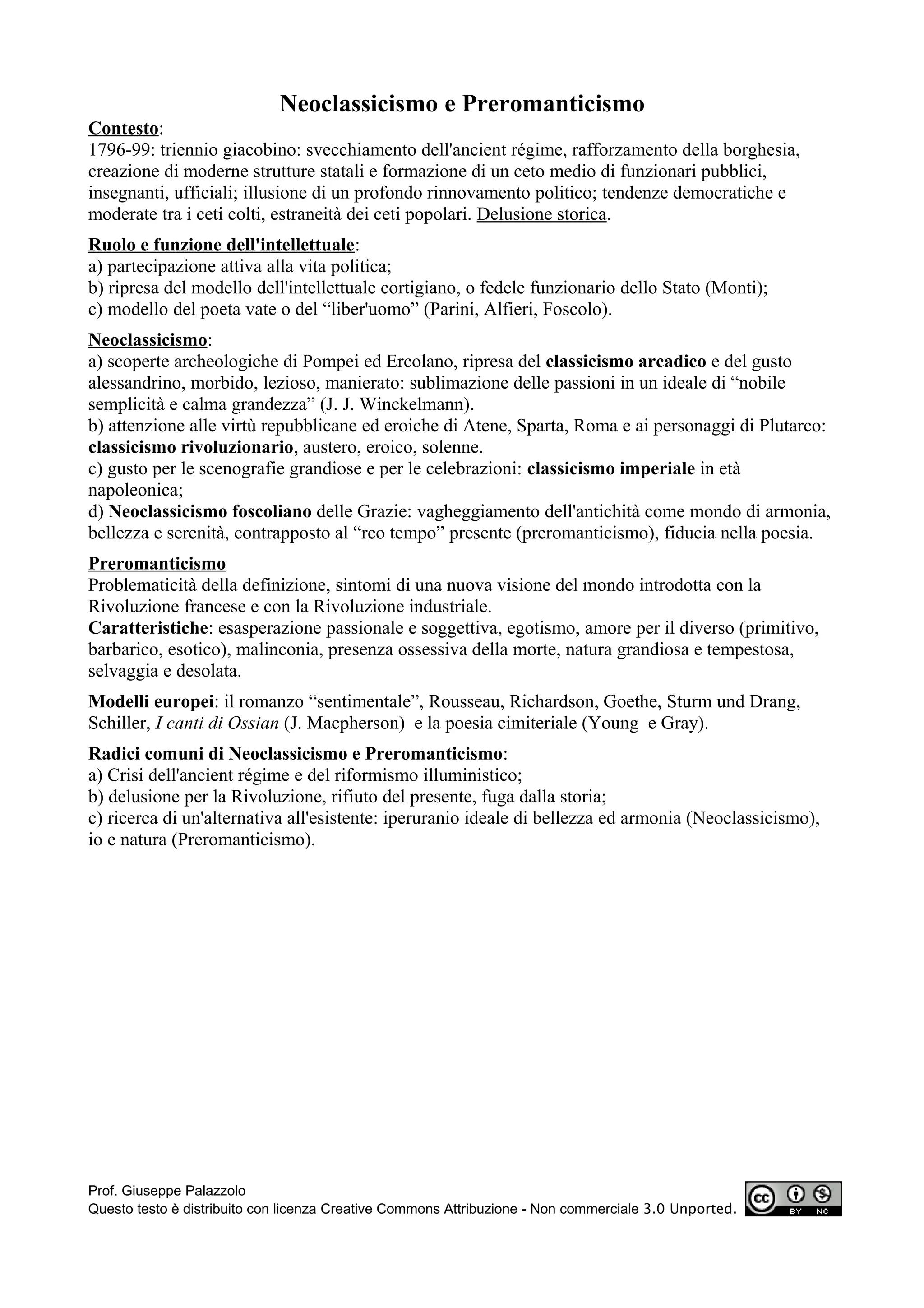 Neoclassicismo e preromanticismo | PDF