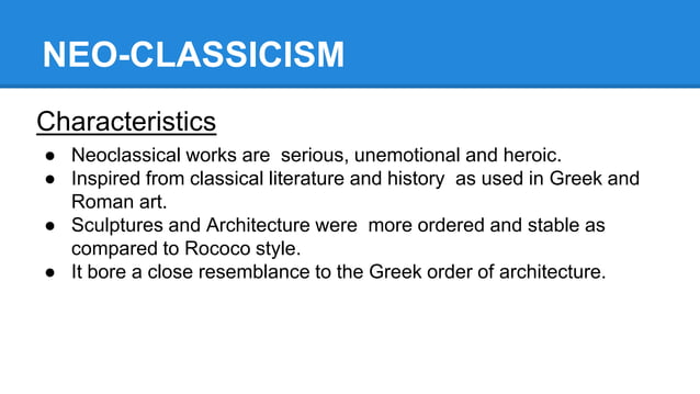 Neo classicism, romanticism and realism | PPTX