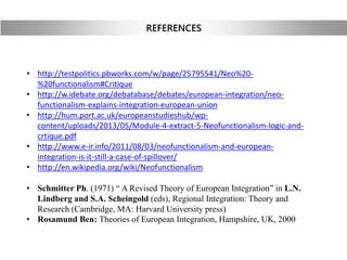 Neofunctionalism: Theory of European Integration | PPTX