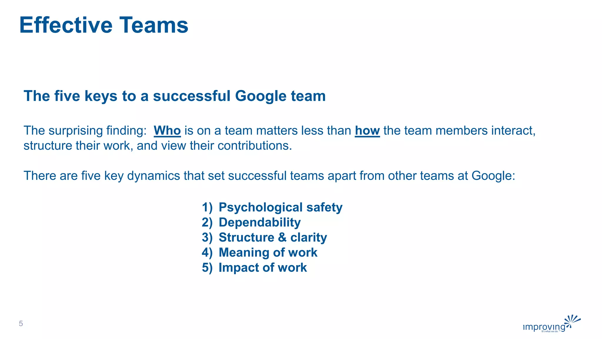 Effective Teams and Psychological Safety (trust) | PPTX