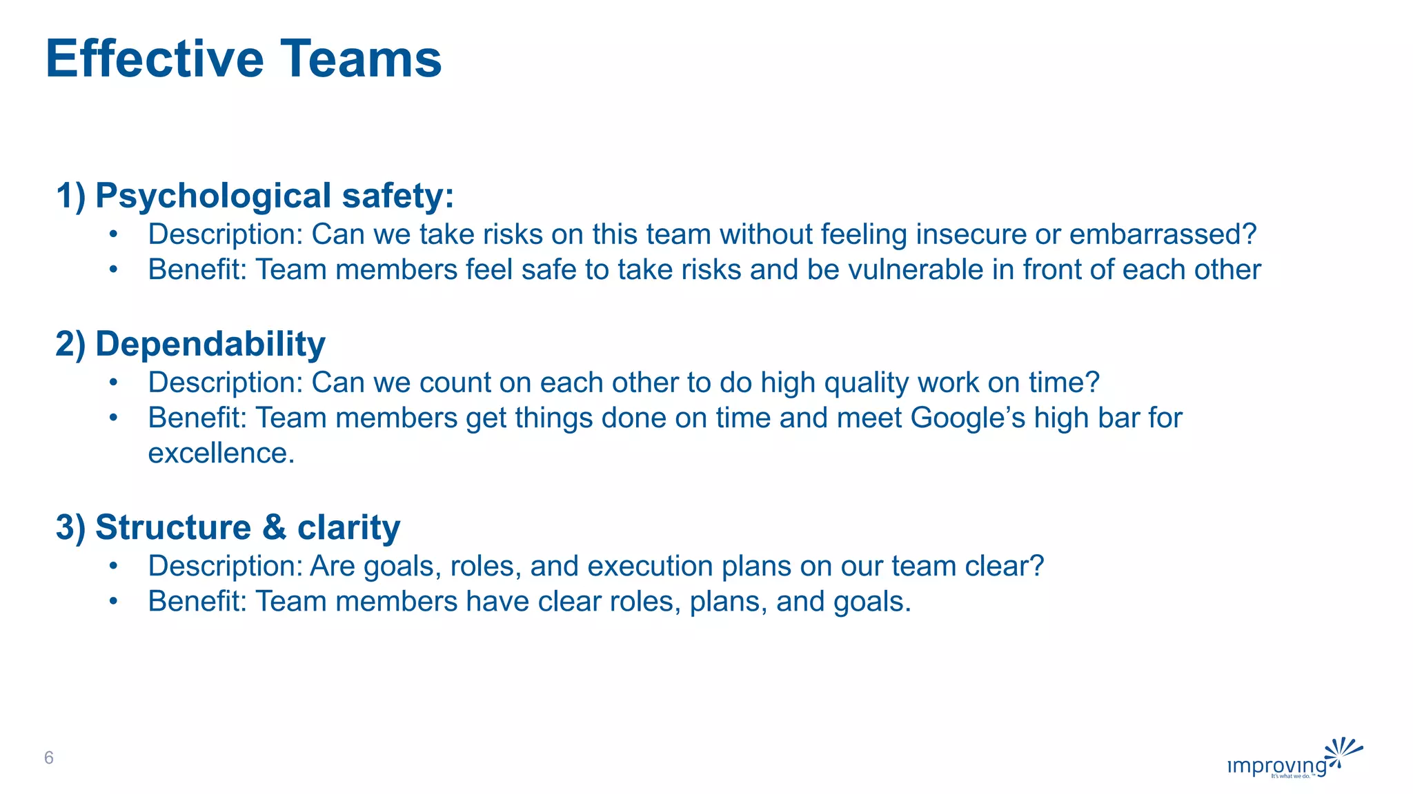Effective Teams and Psychological Safety (trust) | PPTX