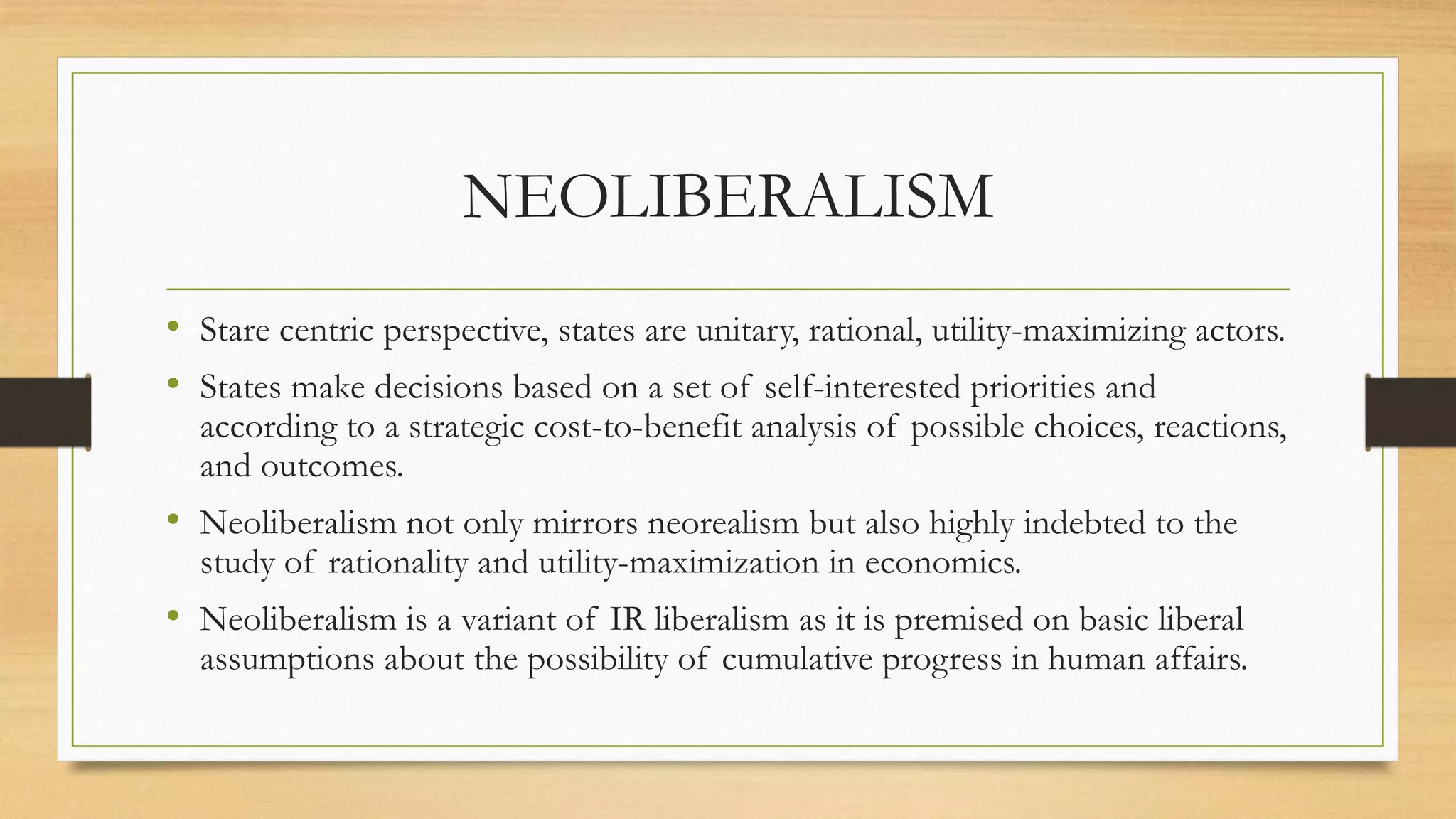 Neoliberalism in IR | PPTX