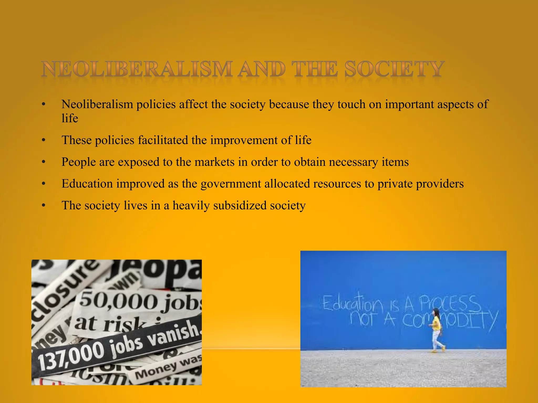 Neoliberalism, politics and society | PPT