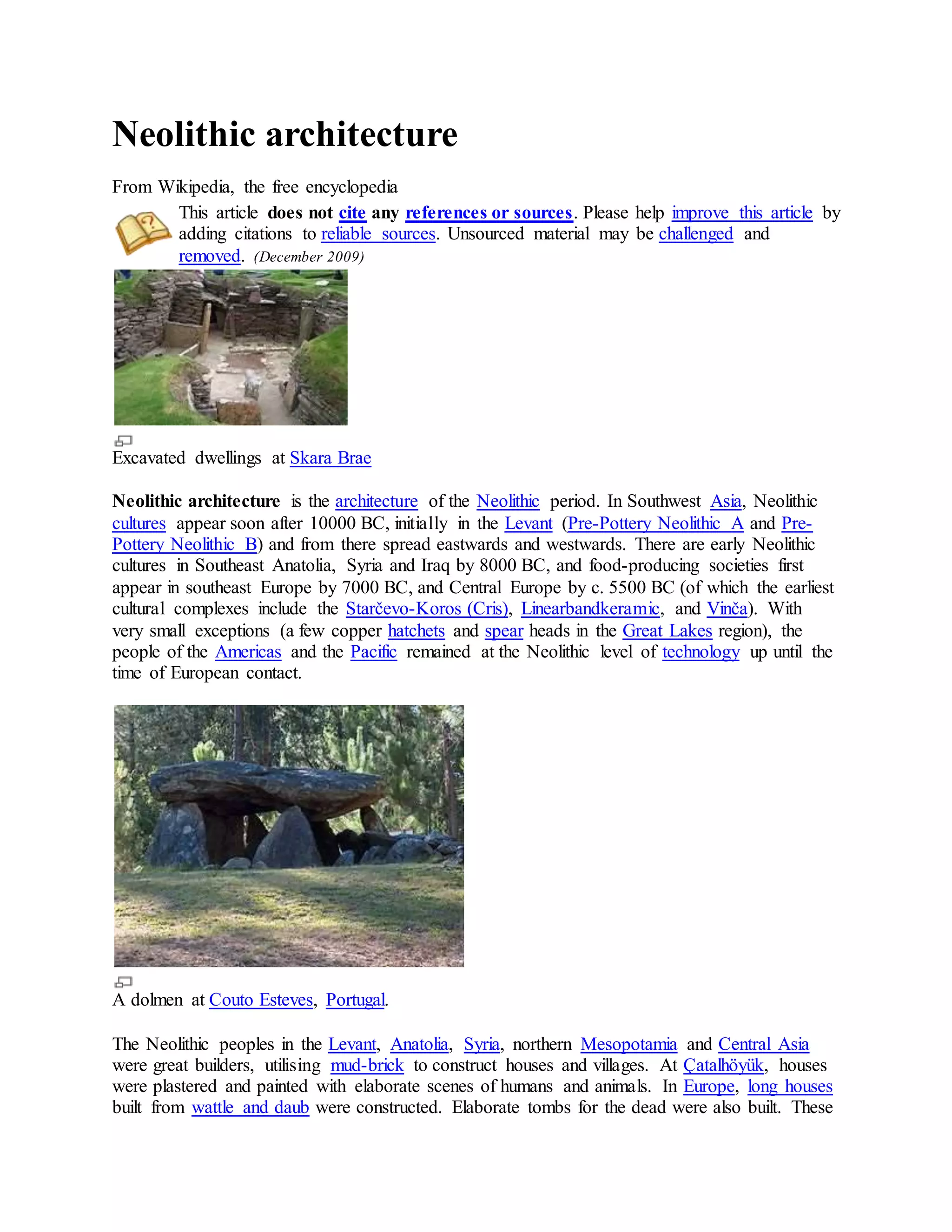 Neolithic architecture wiki | PDF