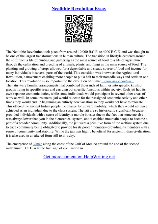 Neolithic Revolution Essay | PDF