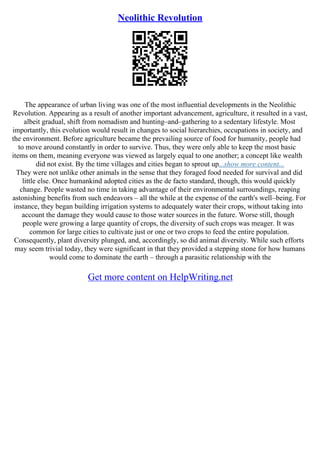 Neolithic Revolution Essay | PDF