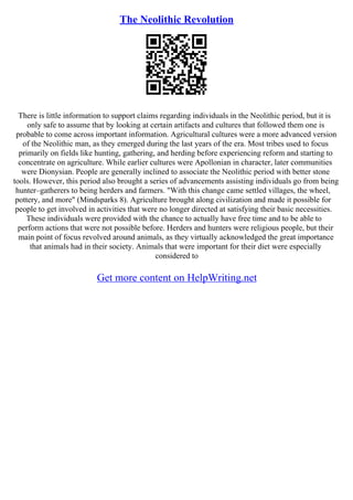Neolithic Revolution Essay | PDF
