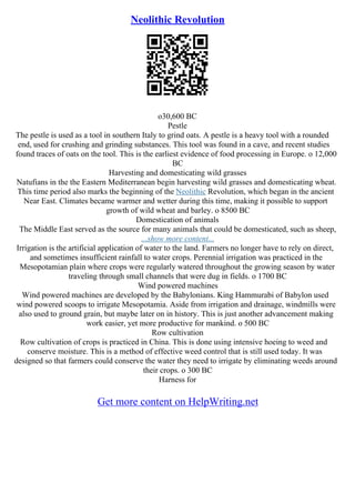 Neolithic Revolution Essay | PDF