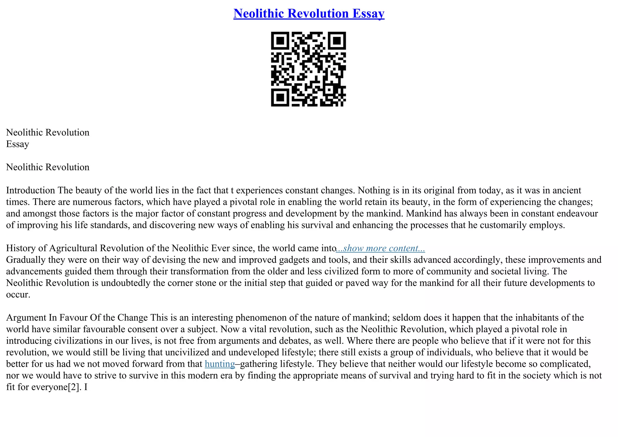 Neolithic Revolution Key Concepts | PDF