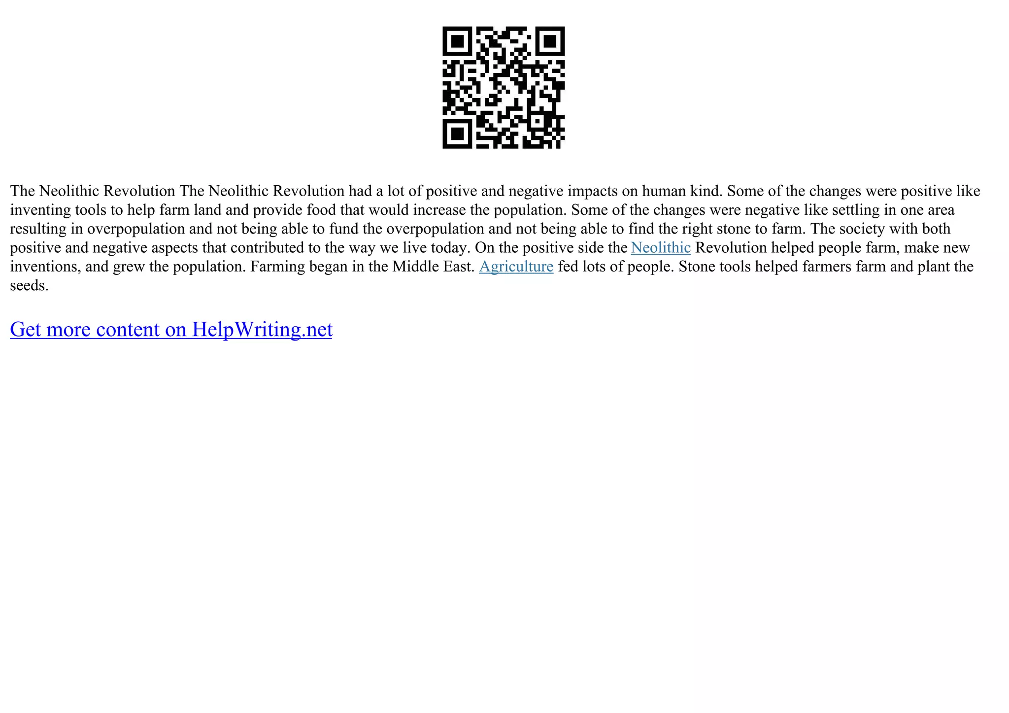 Neolithic Revolution Key Concepts | PDF