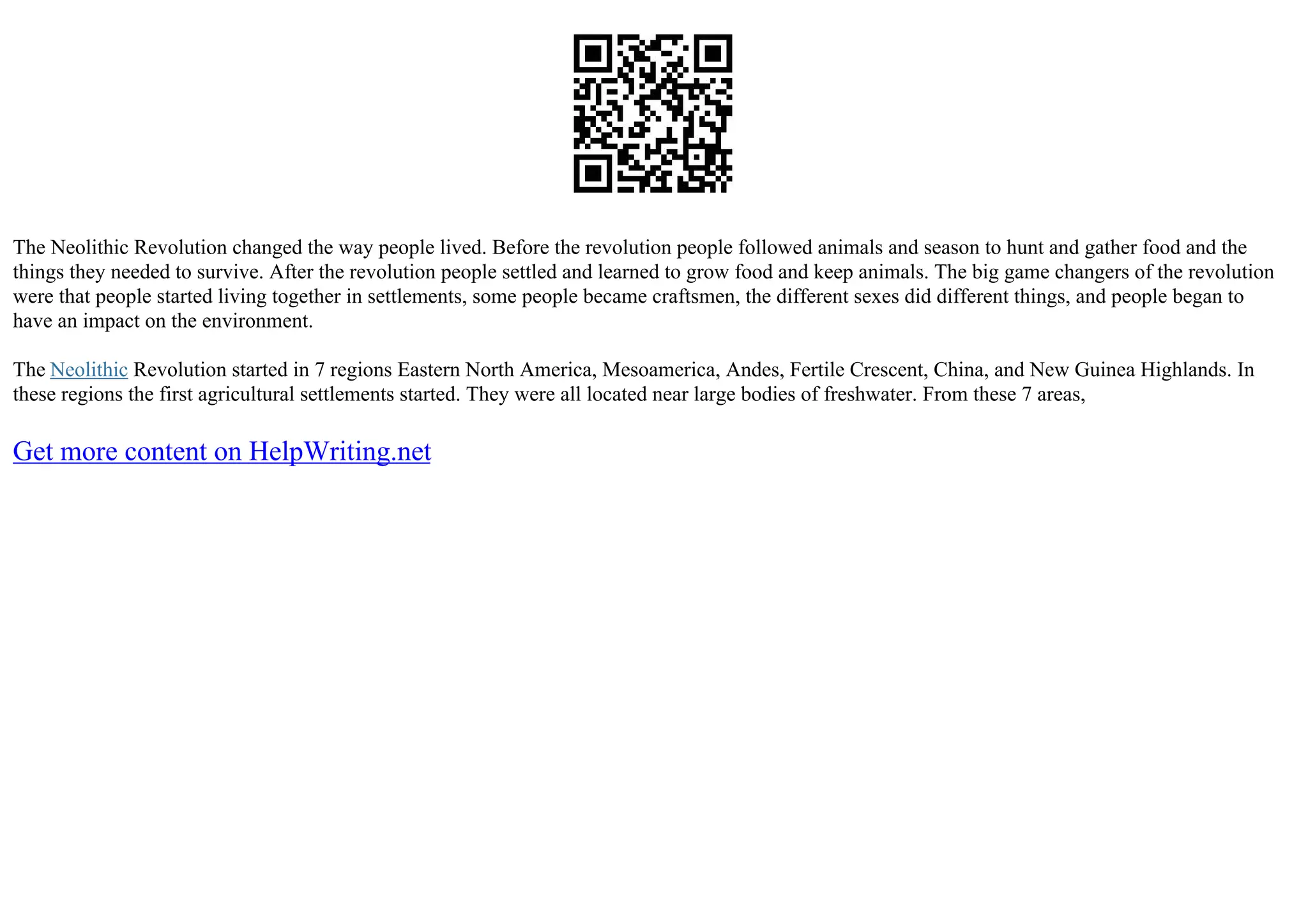 Neolithic Revolution Key Concepts | PDF