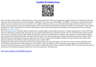 Neolithic Revolution Key Concepts | PDF