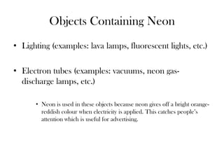 Neon Element Project | PPTX | Chemistry | Science