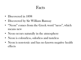 Neon Element Project | PPTX | Chemistry | Science