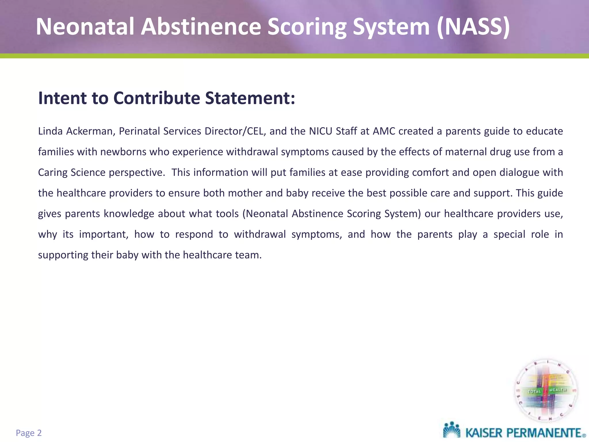 Neonatal Abstinence Scoring System (NASS) | PPTX | Parenting Babies and ...