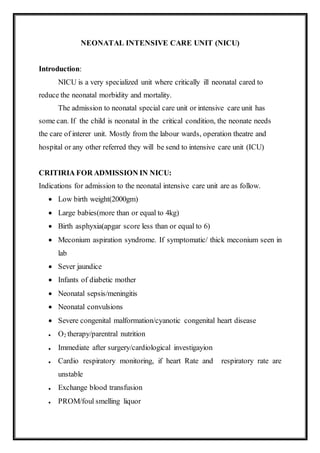 Neonatal intensive care unit nicu | DOCX