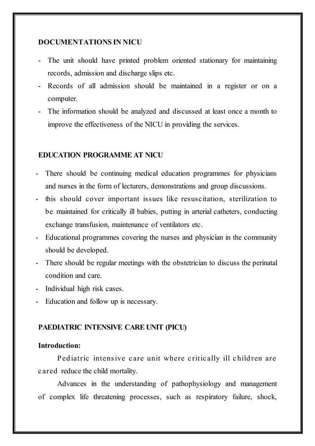 Neonatal intensive care unit nicu | DOCX
