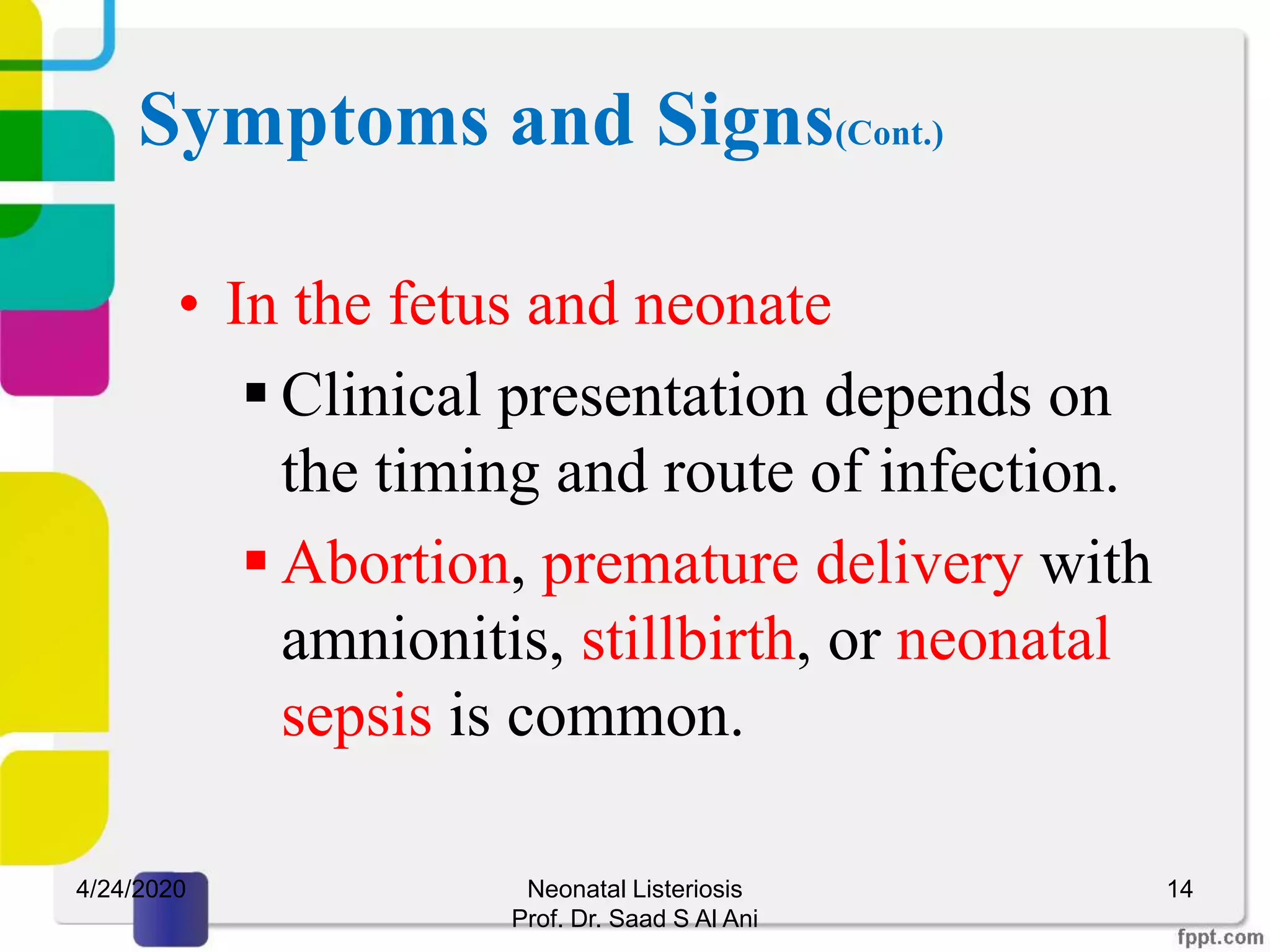 Neonatal listeriosis | PPT