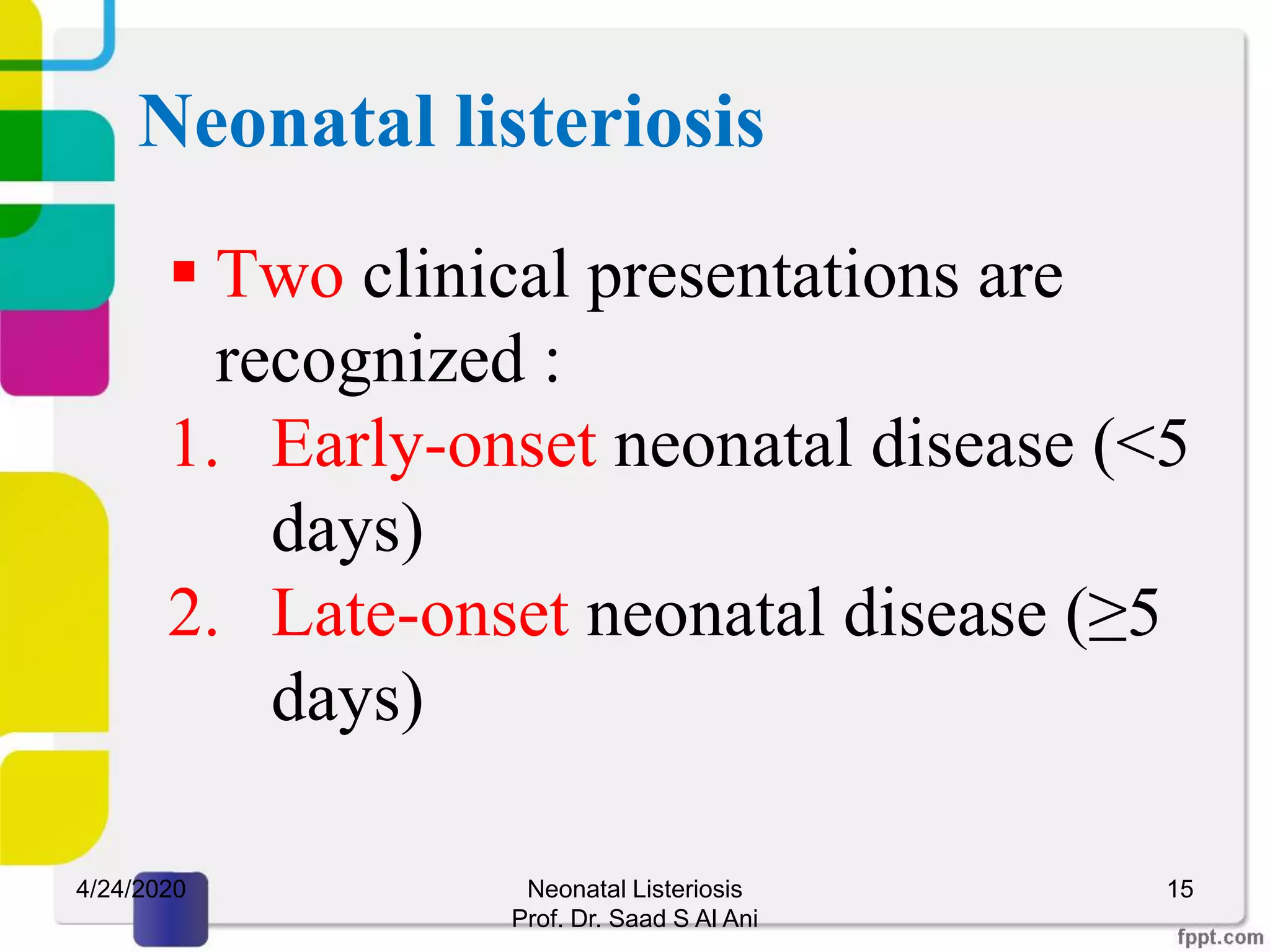 Neonatal listeriosis | PPT