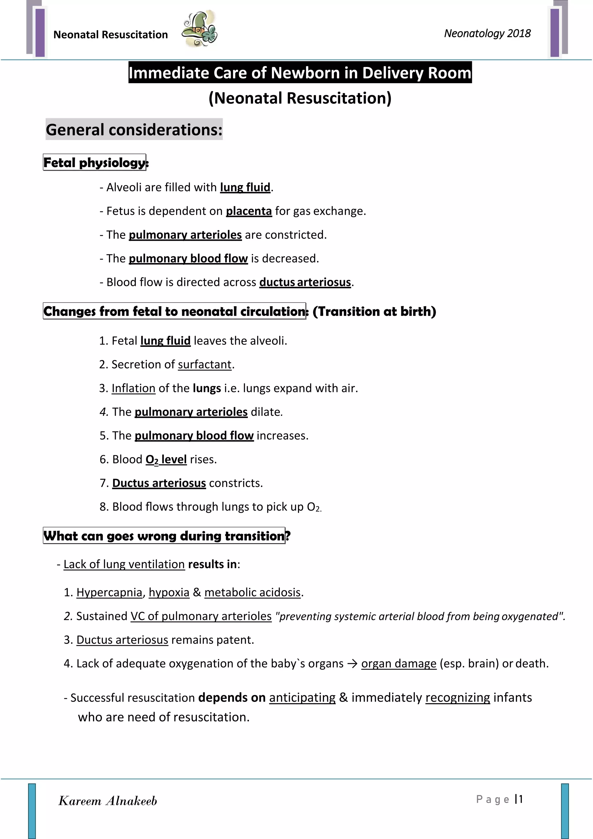 Neonatal Resuscitation Pediatrics 2018 Pdf