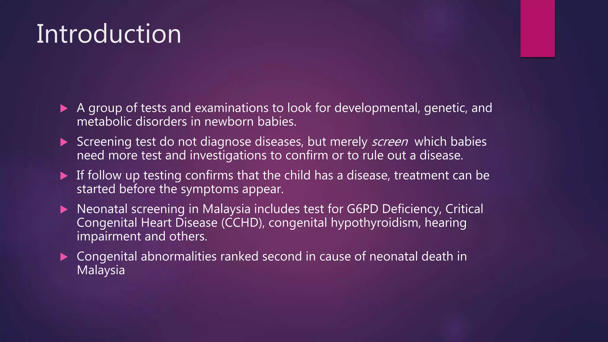 Neonatal Screening: G6PD and Critical Congenital Heart Disease | PPTX
