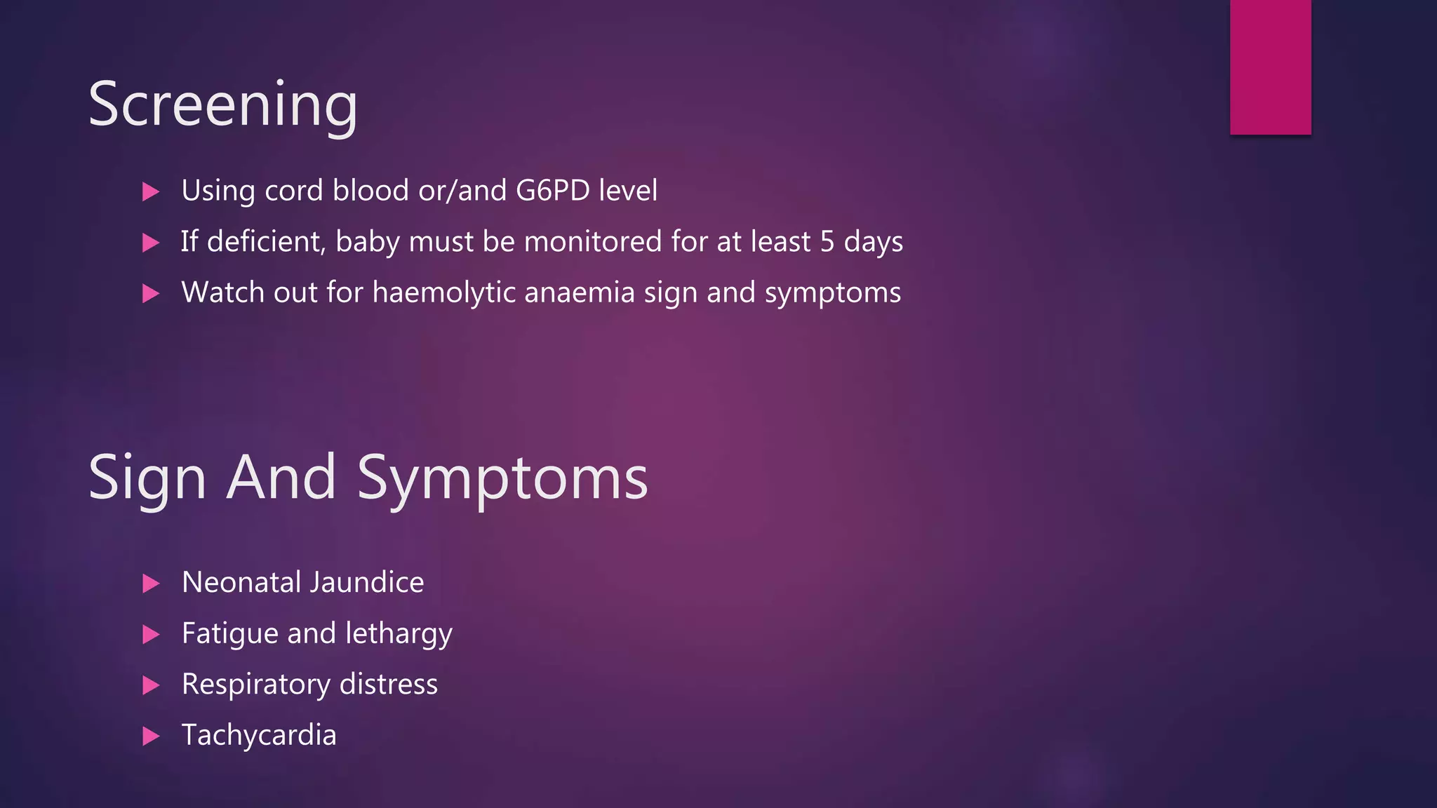 Neonatal Screening: G6PD and Critical Congenital Heart Disease | PPTX