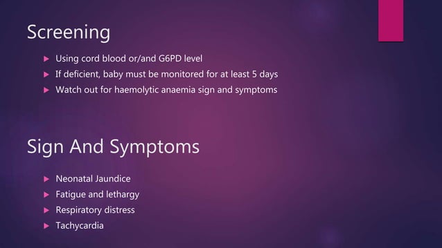 Neonatal Screening: G6PD and Critical Congenital Heart Disease | PPTX