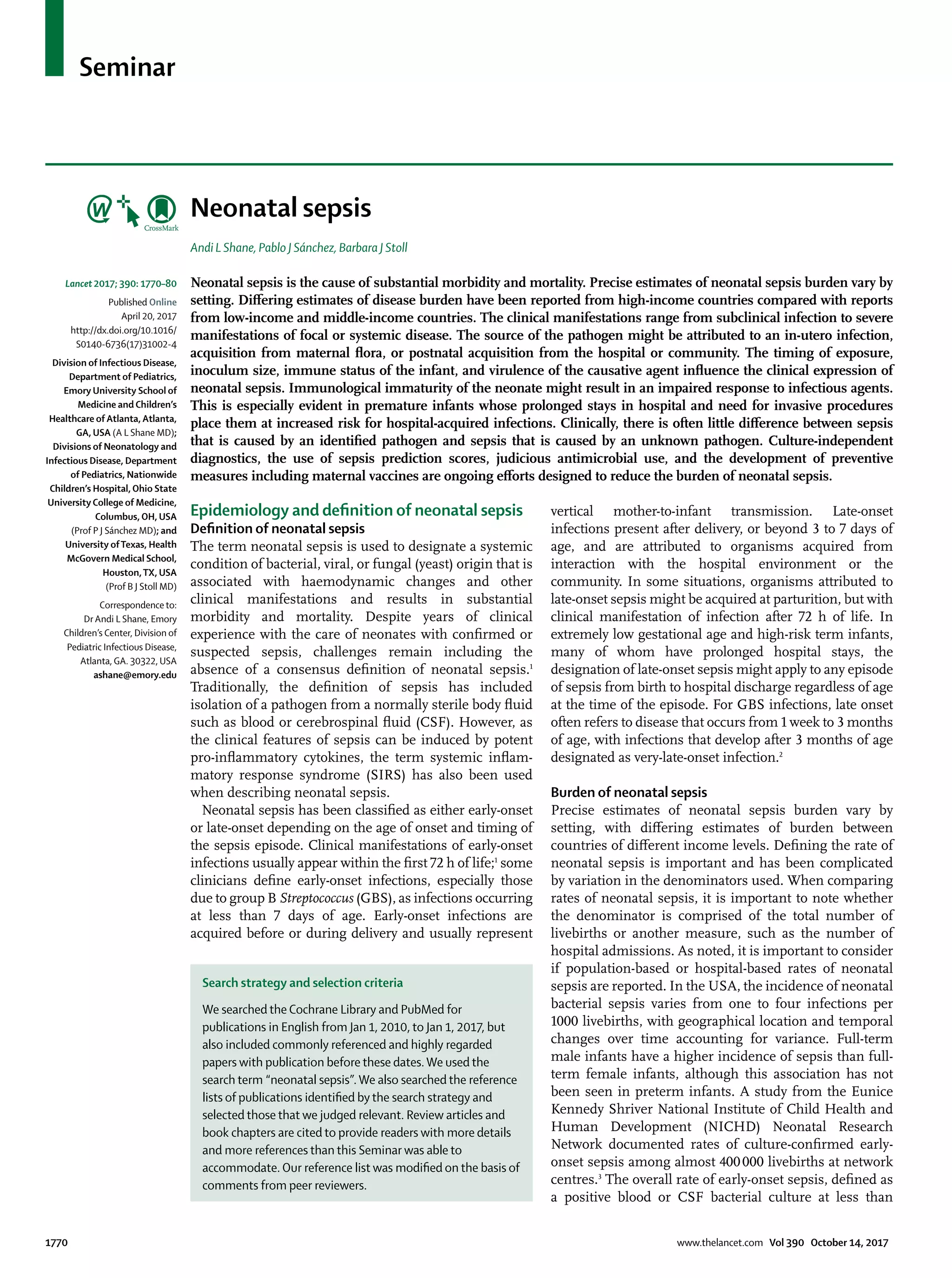 Neonatal sepsis | PDF | Lung and Respiratory Health | Diseases and ...