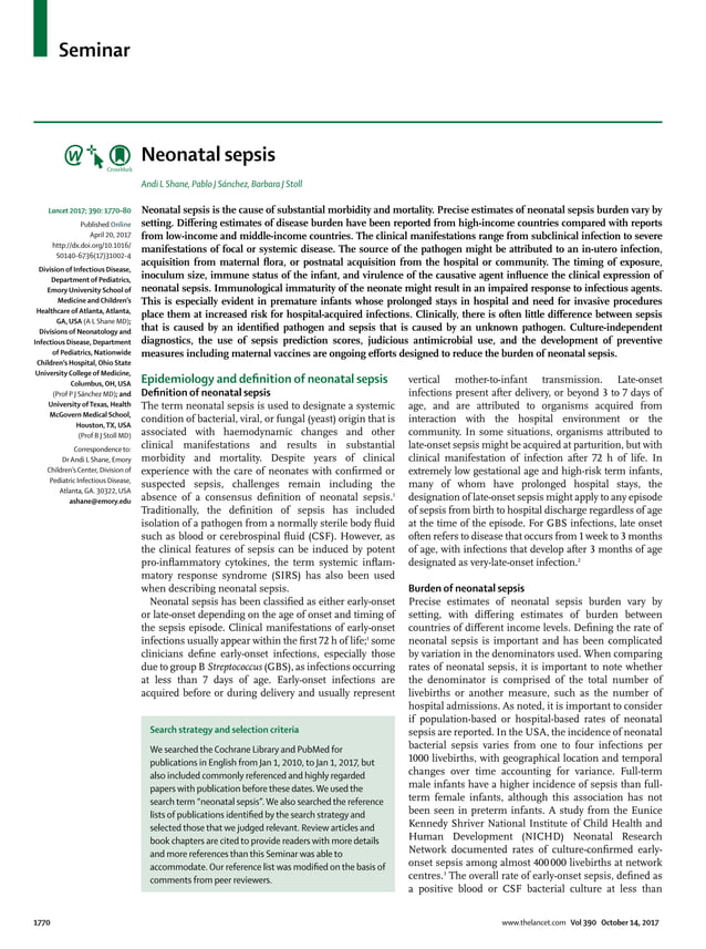 Neonatal sepsis | PDF