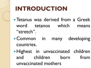 NEONATAL TETANUS_090903 ; STUDY GUIDE NOTES | PDF