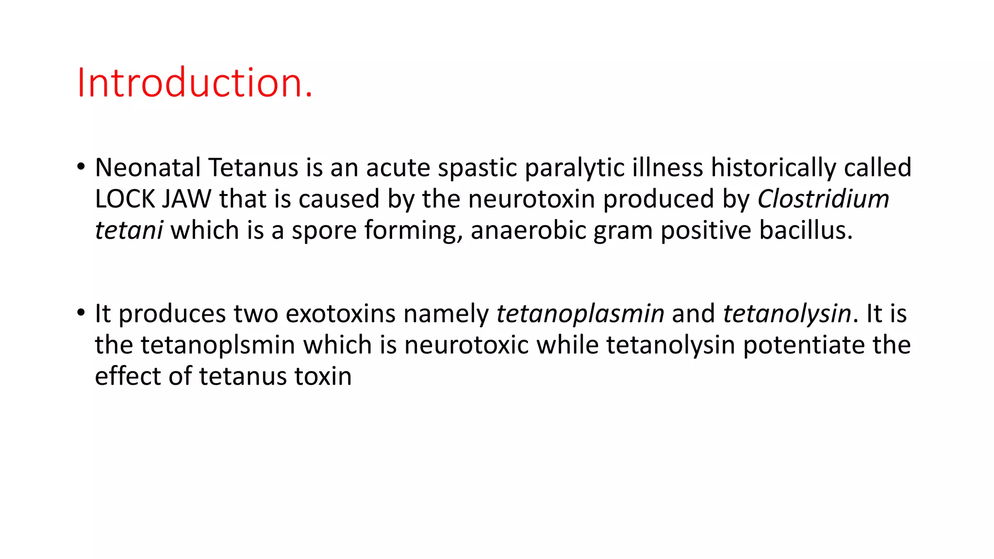 Neonatal tetanus | PPTX
