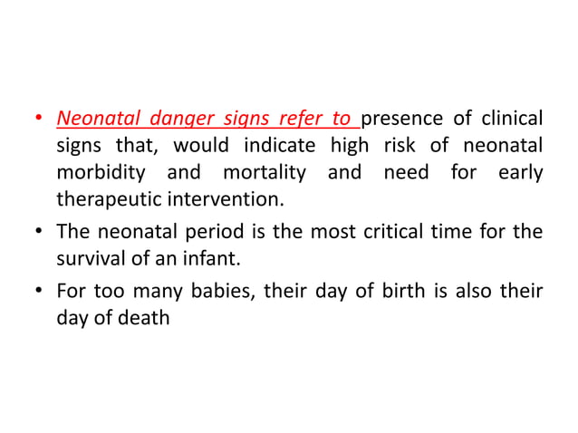 Neonatal warning signs | PPTX | Pregnancy | Reproductive Health