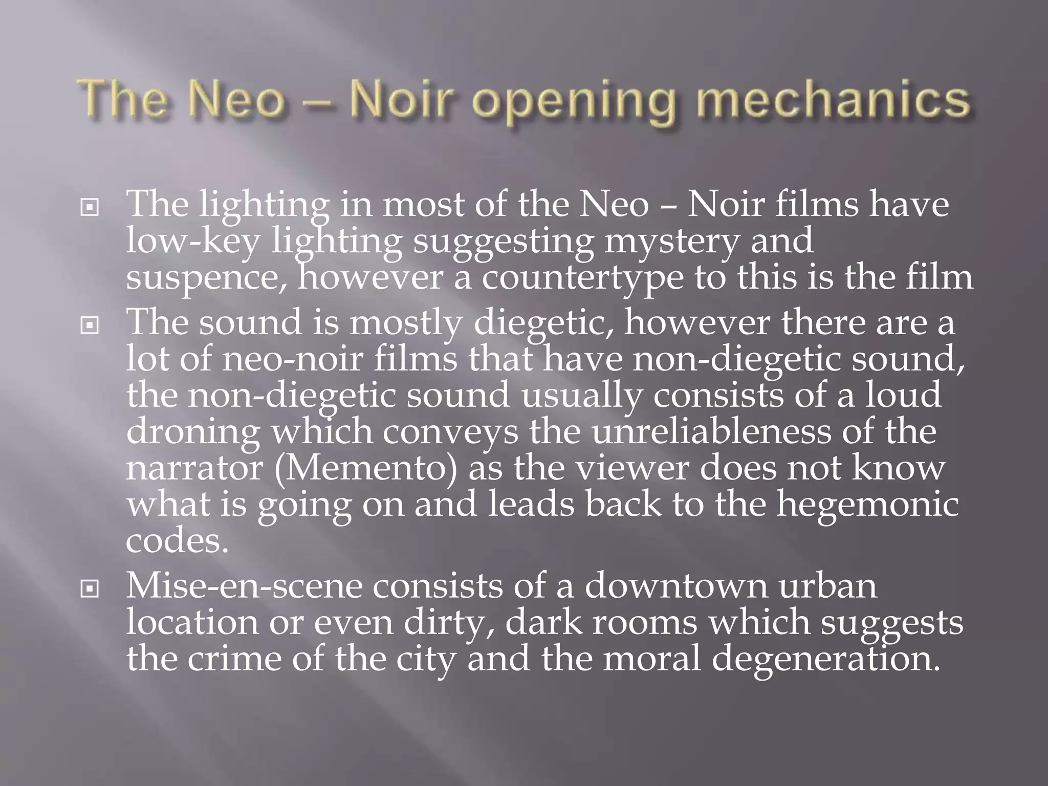 Neo – noir codes and conventions | PPTX