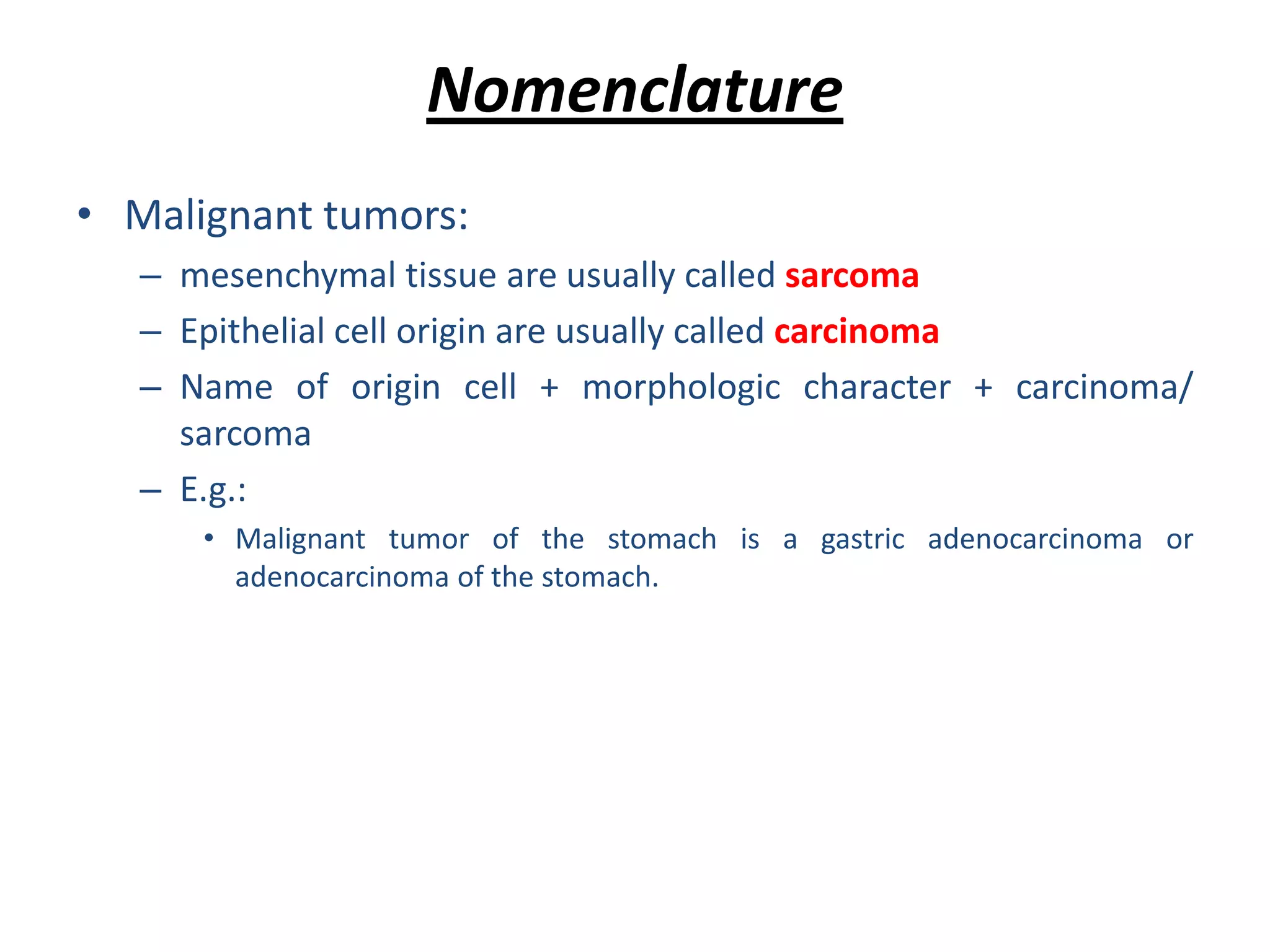 Neoplasia Characteristics and classification of cancer | PPTX