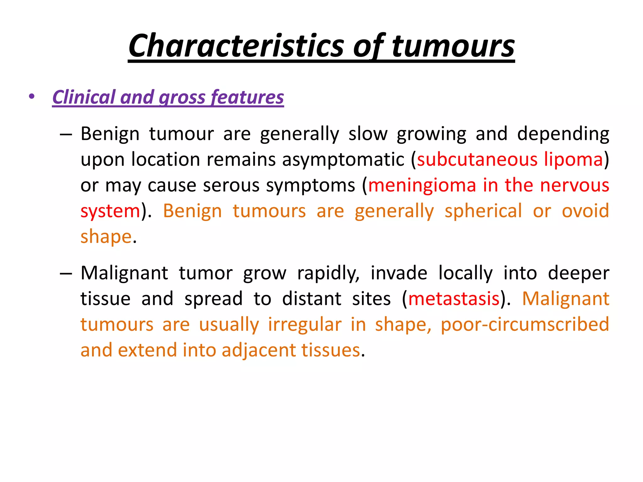 Neoplasia Characteristics and classification of cancer | PPTX