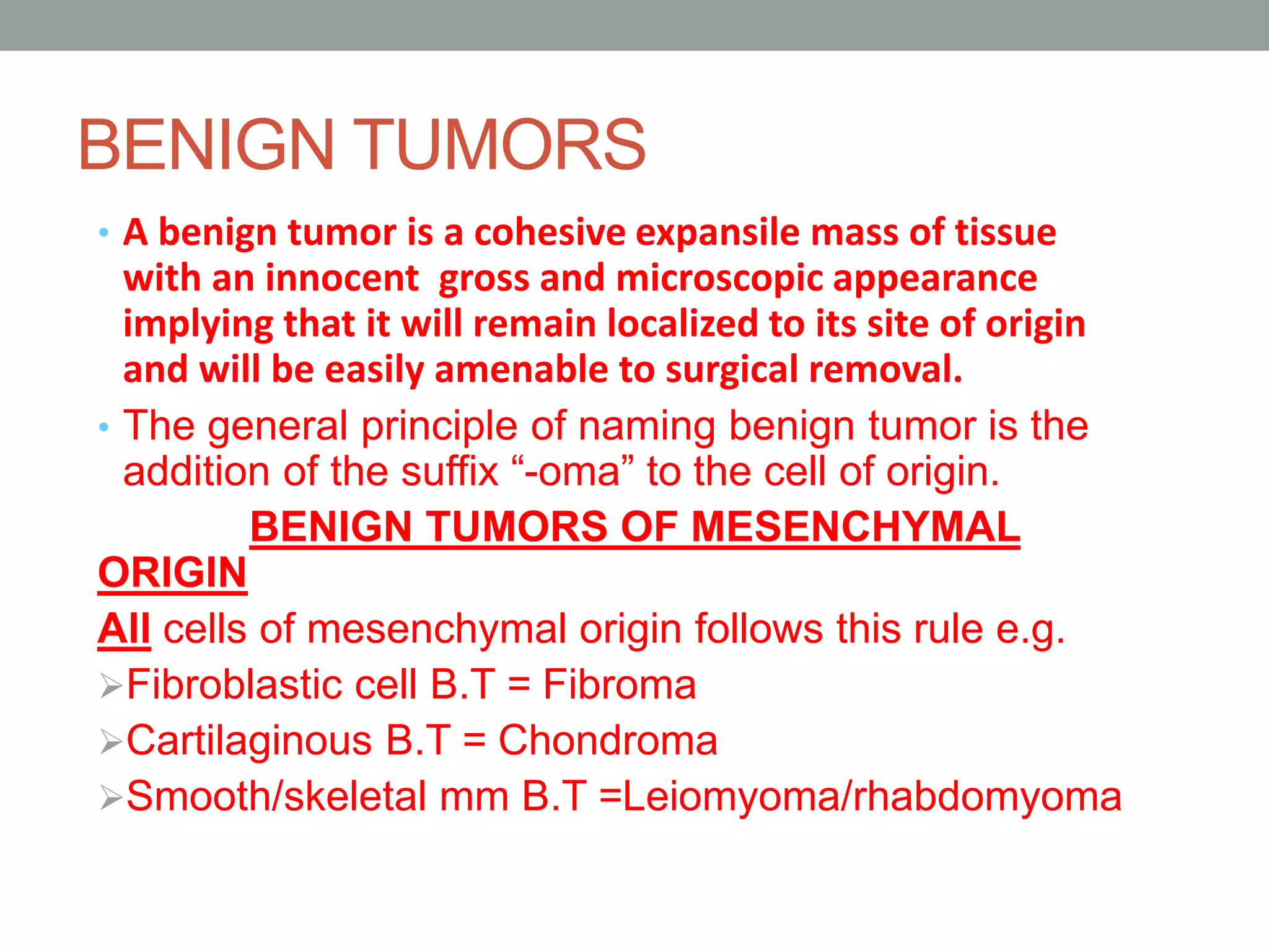 Neoplasia: Nomenclature, Staging and Grading | PPTX