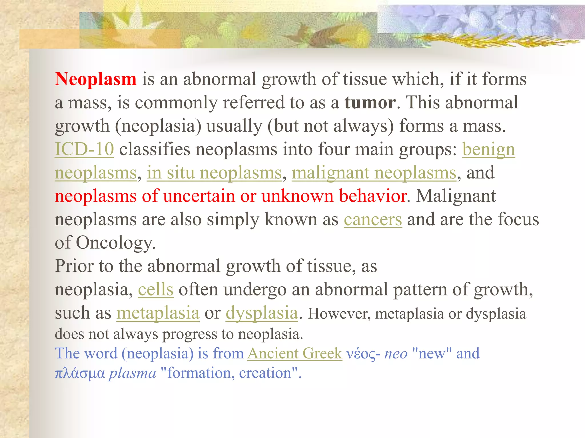 Neoplasia 1 basic | PPTX