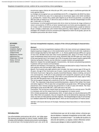 Neoplasia intraepitelial cervical nic. gaceta mexicana de oncologia | PDF