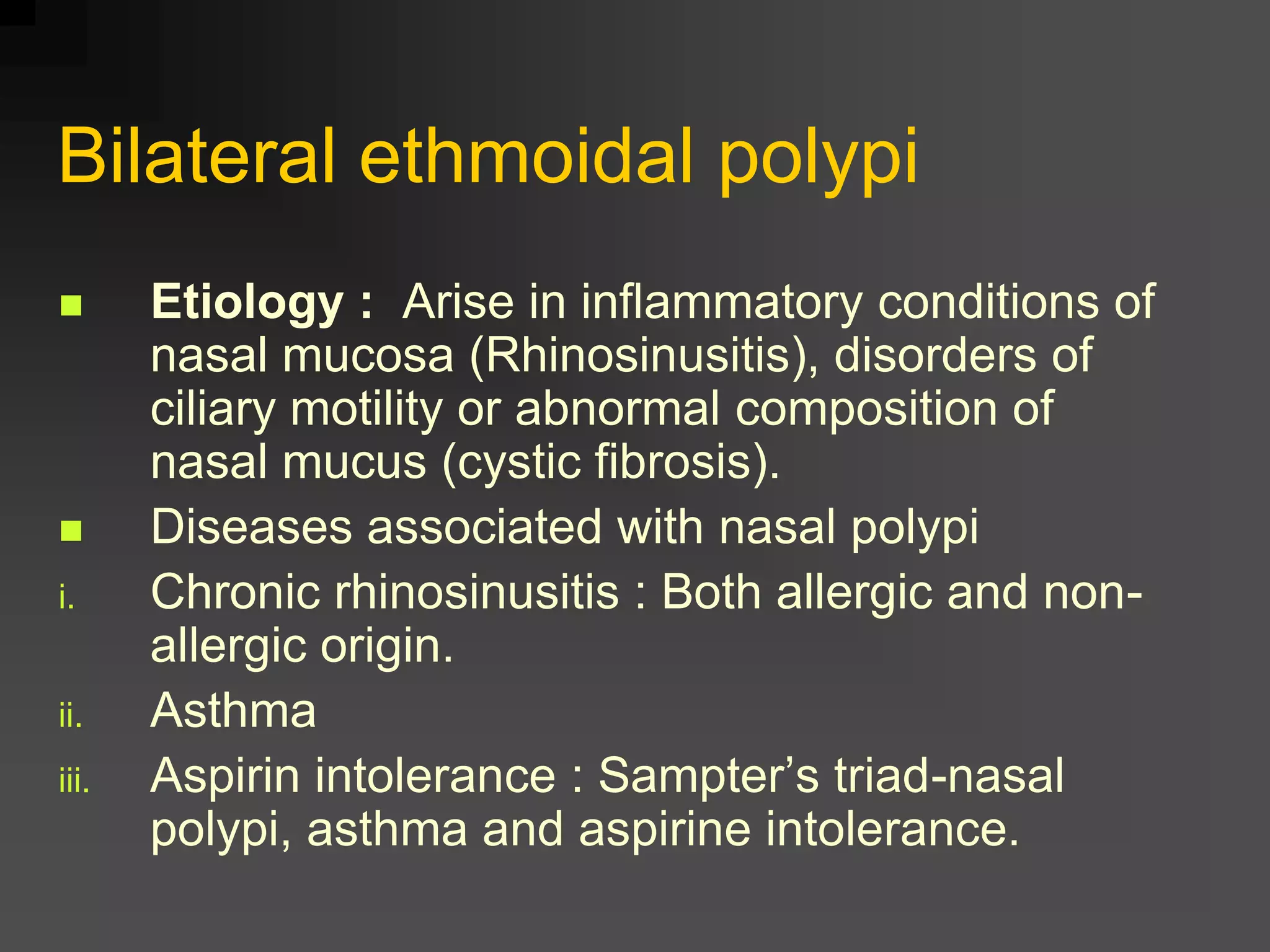 Neoplasms of nasal cavity and nasal polypi | PPT