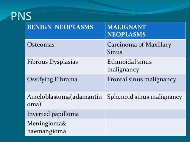 Neoplasms of nose and pns