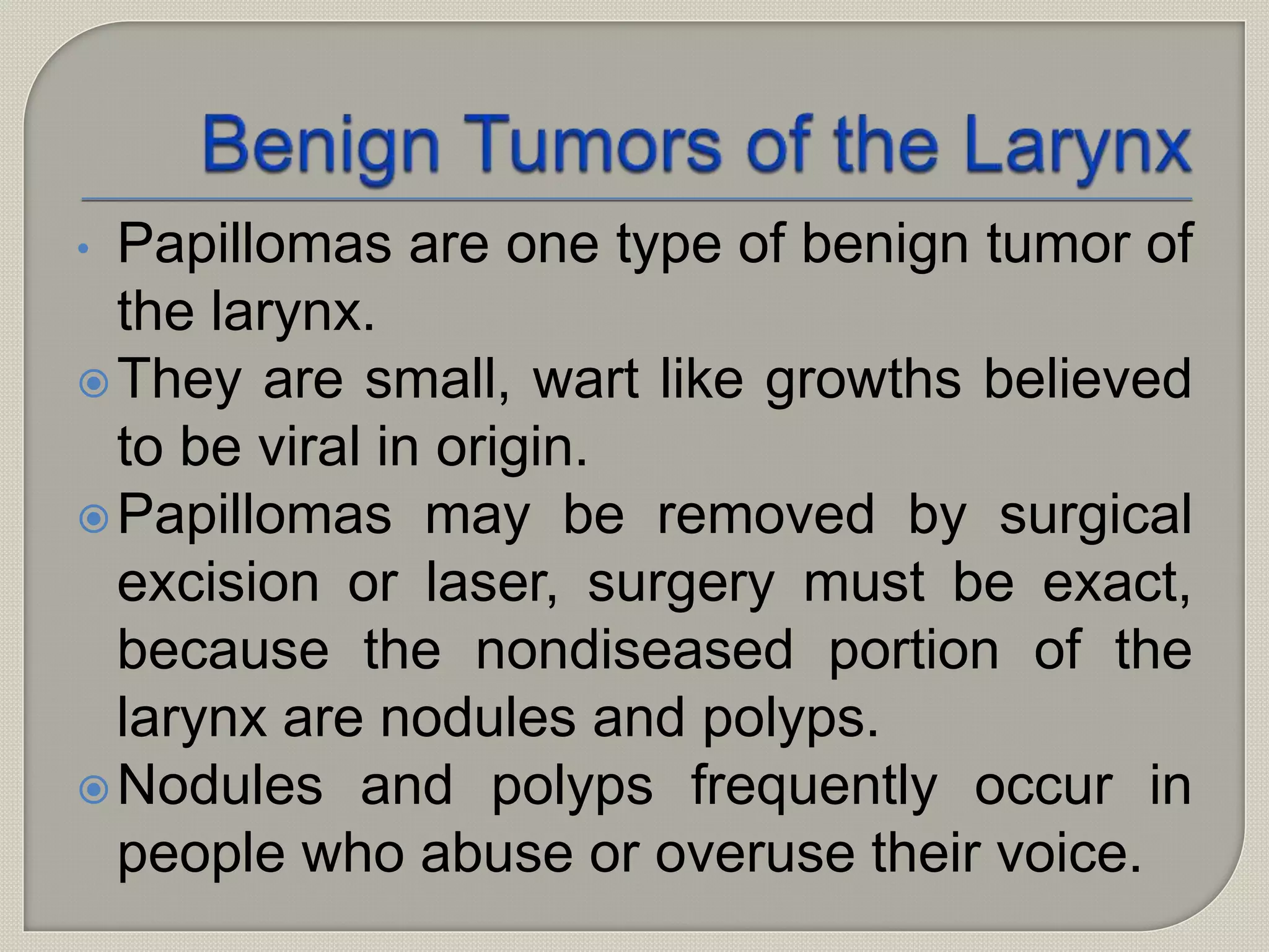 Neoplastic Disorder of The Larynx | PPTX
