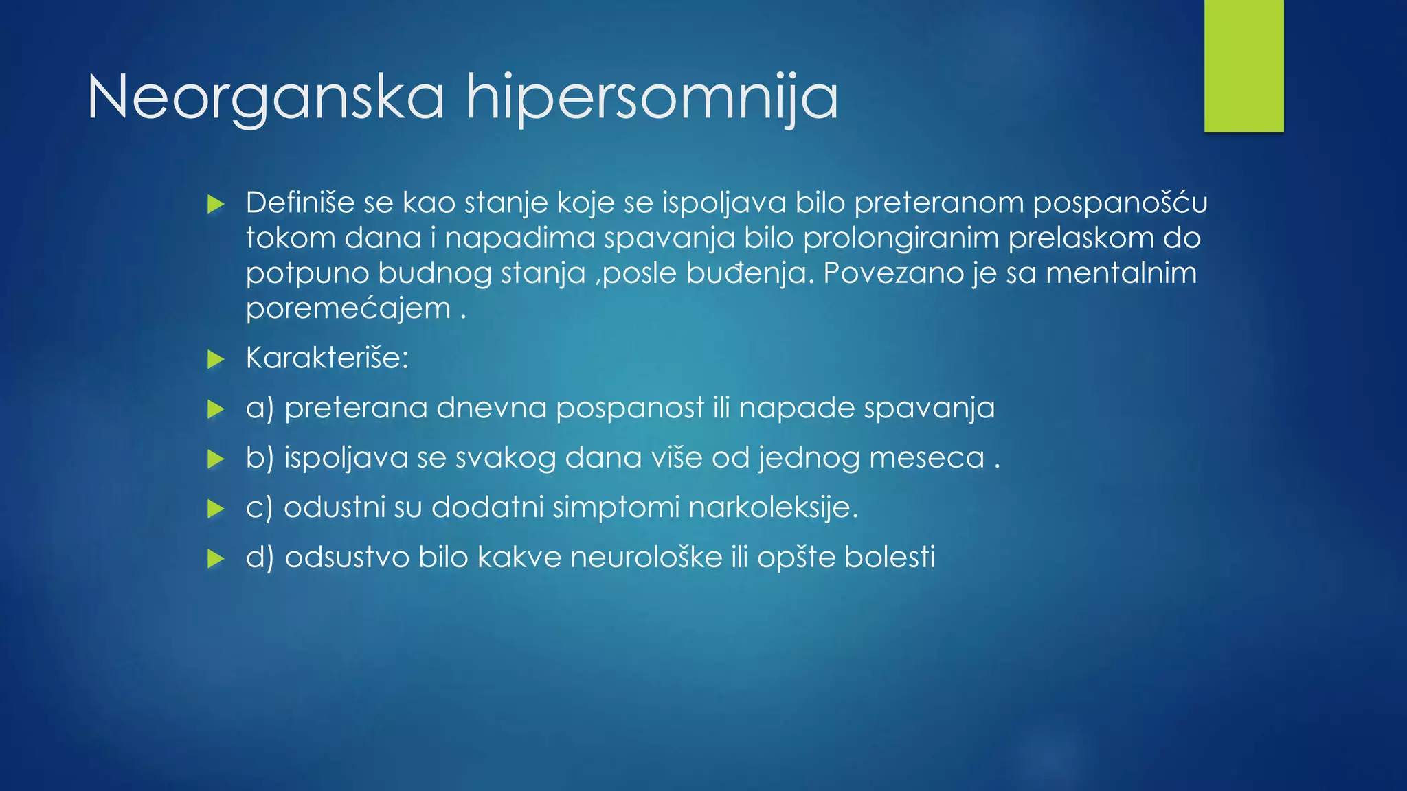 Neorganski poremećaji spavanja | PPTX
