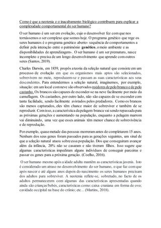 Neotenia e o inacabamento humano 1 3 | DOCX