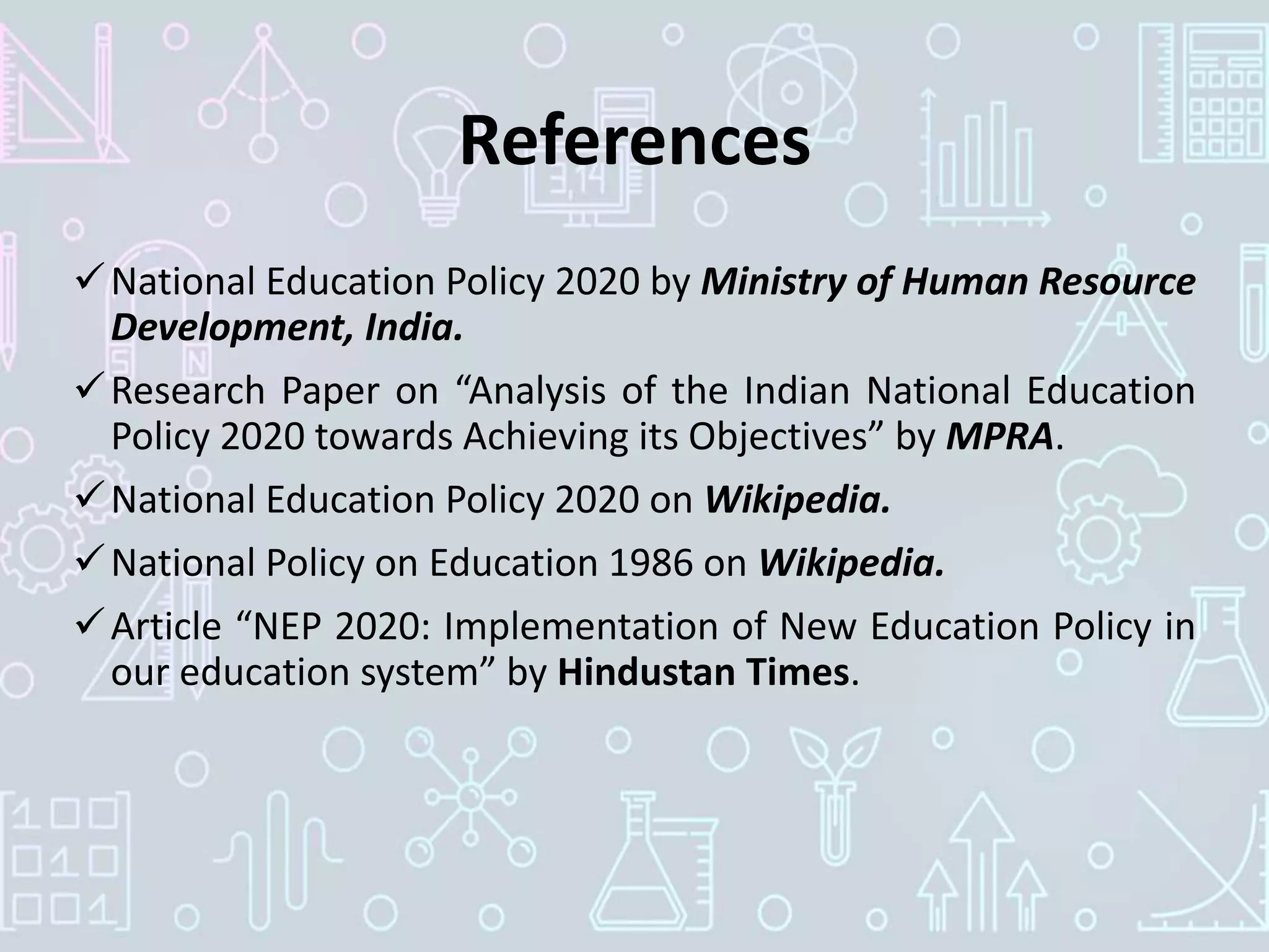 Comparative study of India's National Education Policy 2020 & National Policy on Education 1986 ...