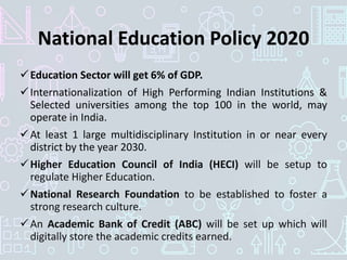 Comparative study of India's National Education Policy 2020 & National ...