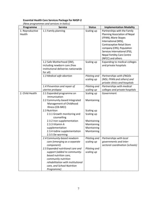 Essential Package of Health Services Country Snapshot: Nepal | PDF