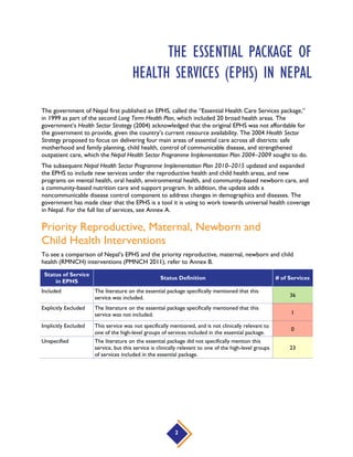 Essential Package of Health Services Country Snapshot: Nepal | PDF