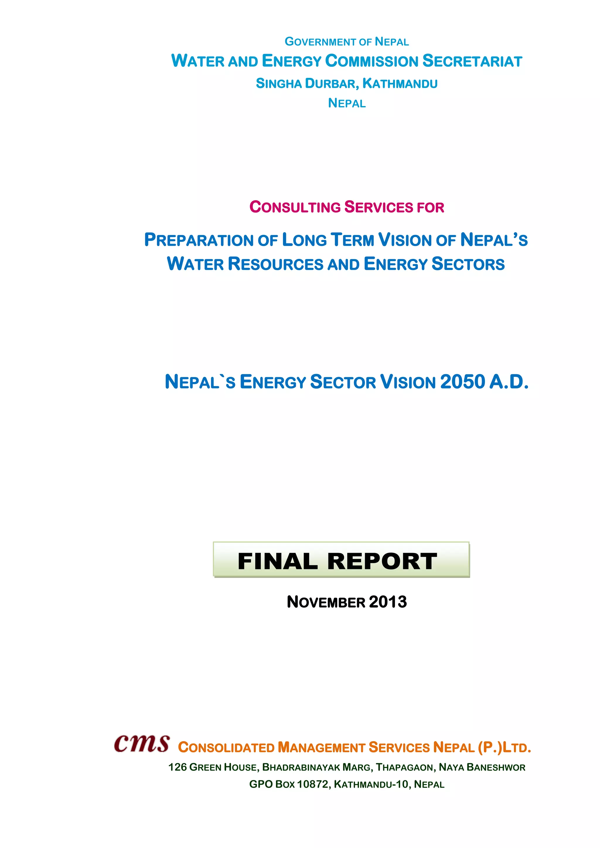 Nepal final report on energy sectors vision 2050 ad | PDF
