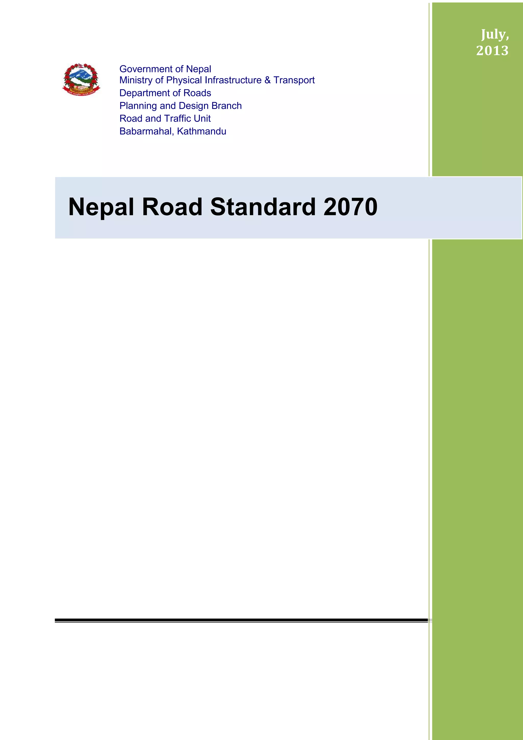 Nepal road-standard-2070 | PDF